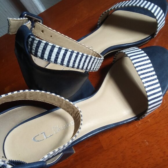 CL by Laundry | Shoes | Cl By Laundry Jody Stripe Snake Navy Sandal ...